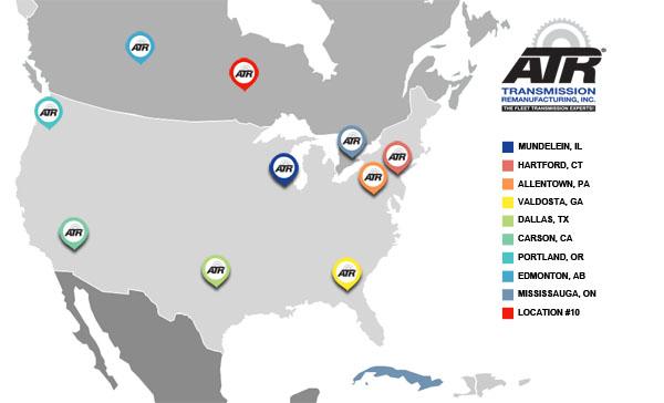 Locations Map Features - ATR Transmission Remanufacturing, Inc.